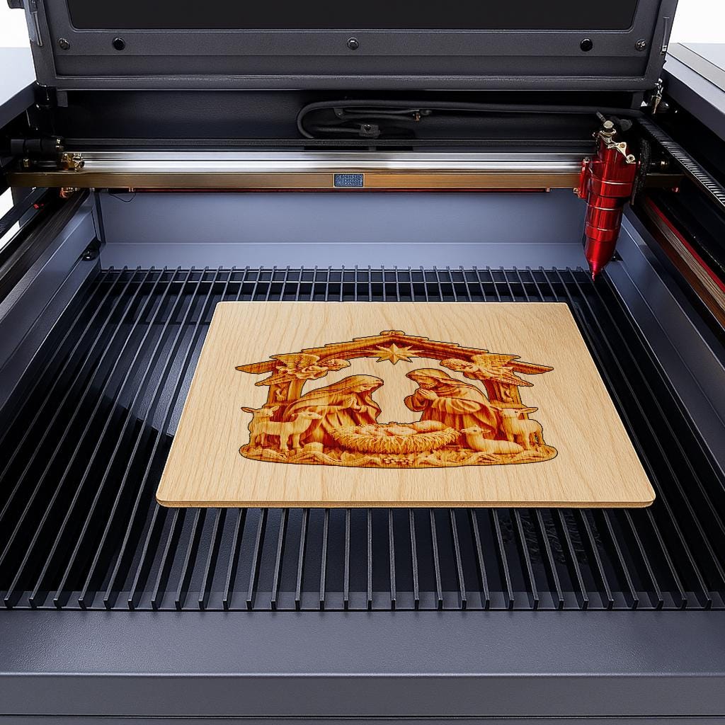 Jesus 3D Illusion Laser Engraving File, Christian Nativity Scene ...