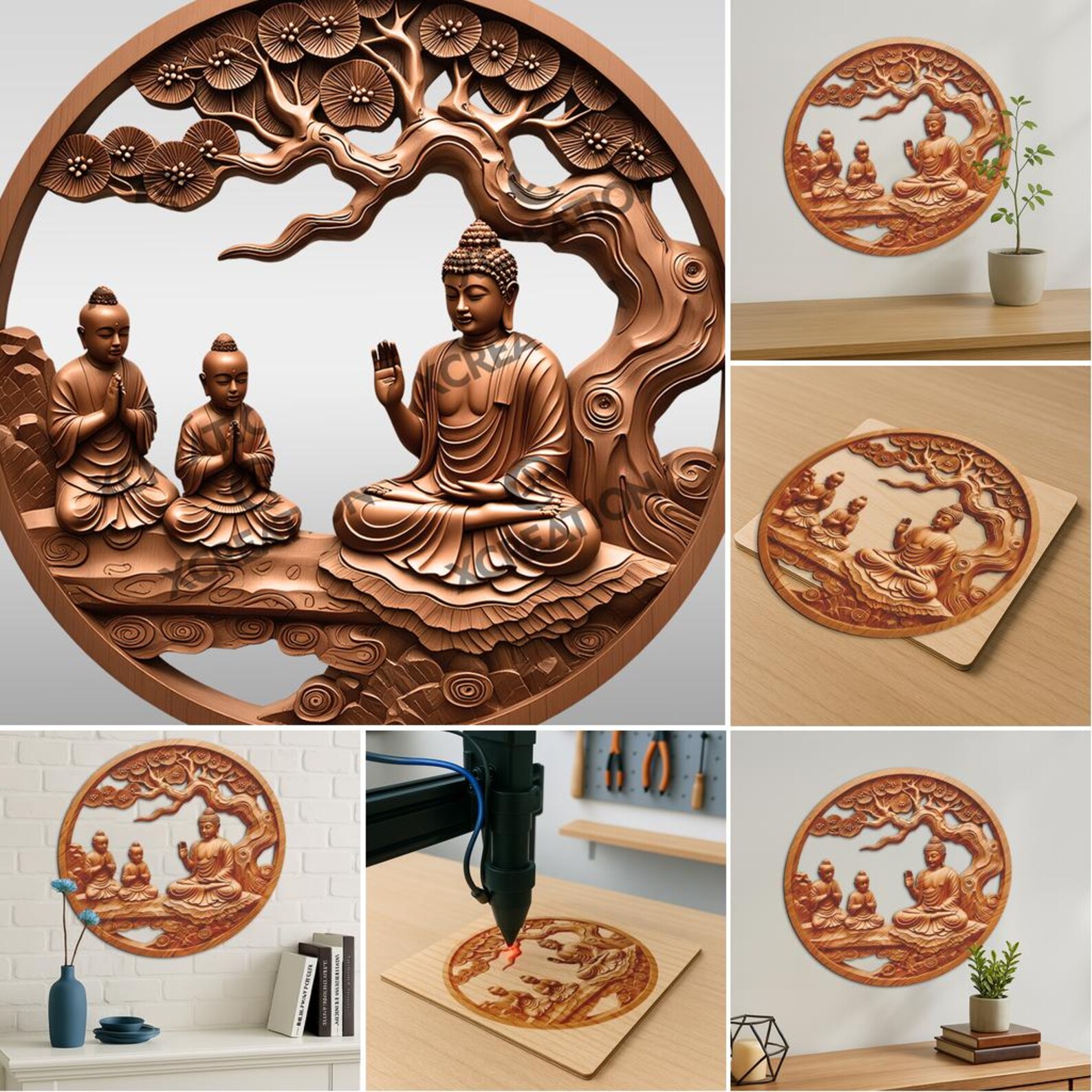 Buddha 3D Illusion Laser Engraving File, Spiritual Lotus Digital Art ...