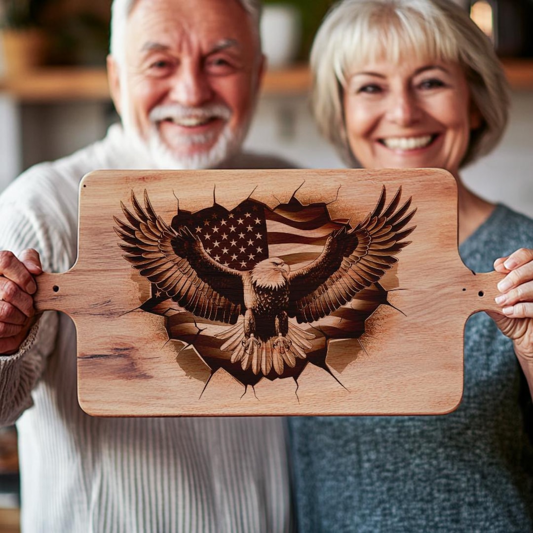 Laser Engraving File American Eagle 3D Illusion for Charcuterie Board ...