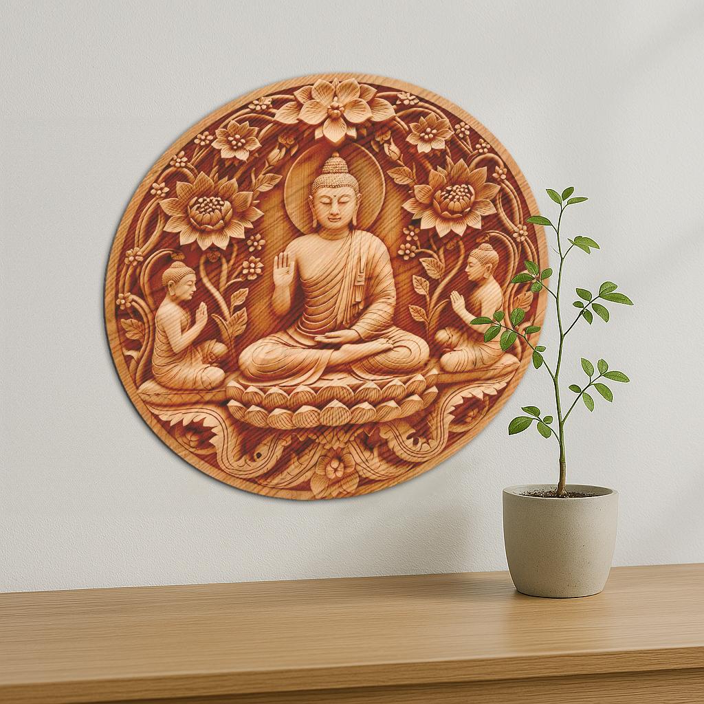 Buddha Wall Art Laser Engraving File, 3D Illusion Spiritual Design, Zen ...