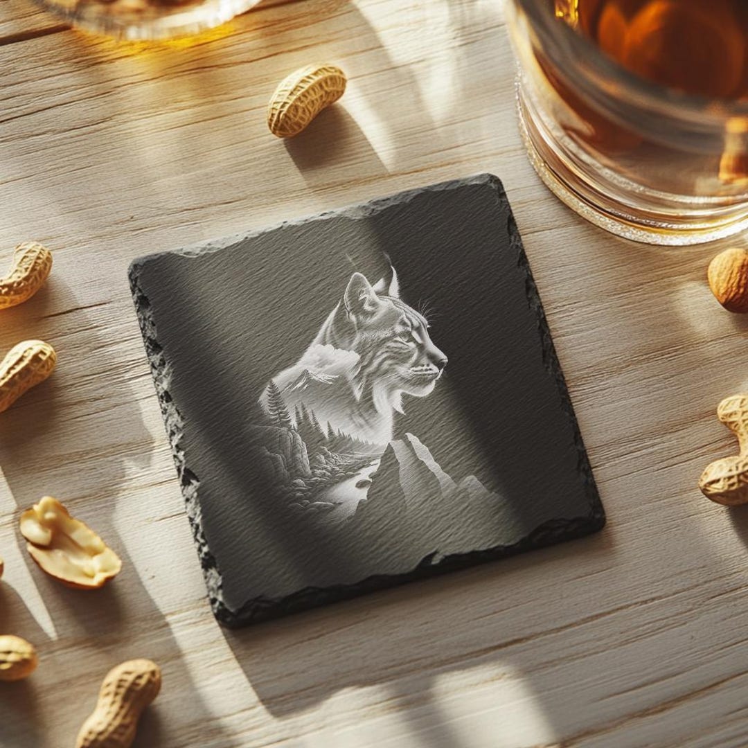 Laser Engraving Design File, Slate Coaster Artwork, Double Exposure ...