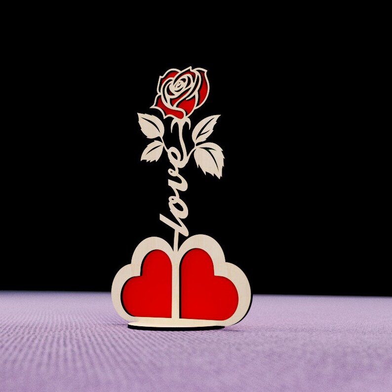 Love Rose Flower Stand Laser Cut File Valentine’s Day Gift Digital ...