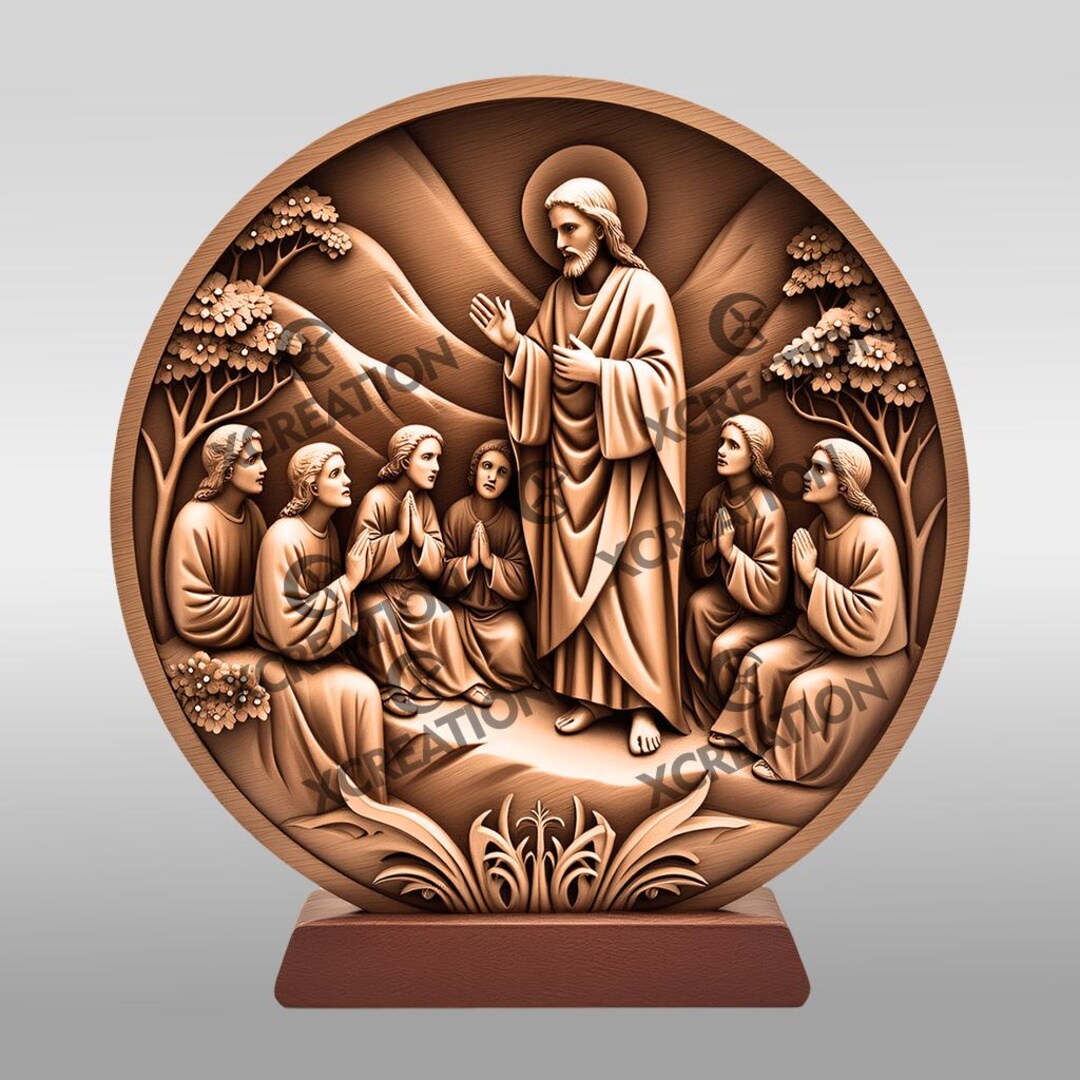 Jesus 3D Illusion Laser Engraving File, Sermon on the Mount Art ...