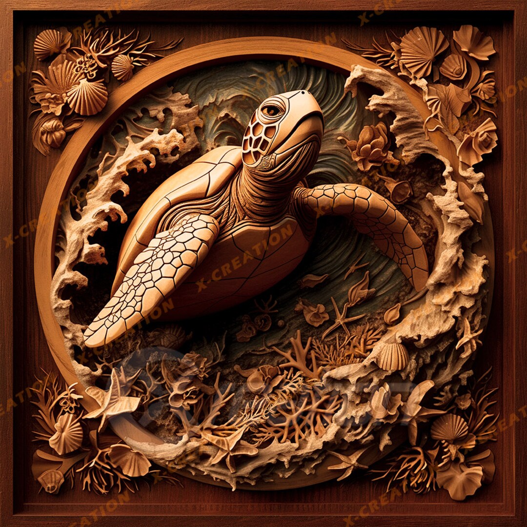 3D Illusion Turtle PNG, High Resolution Engraving File for Lightburn ...