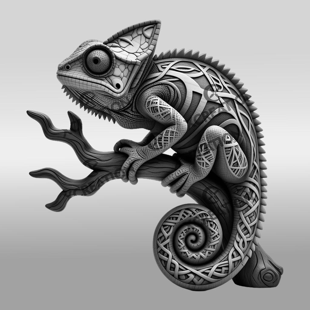 3D Illusion Laser Engraving File, Chameleon Animal Design, Laser Ready ...