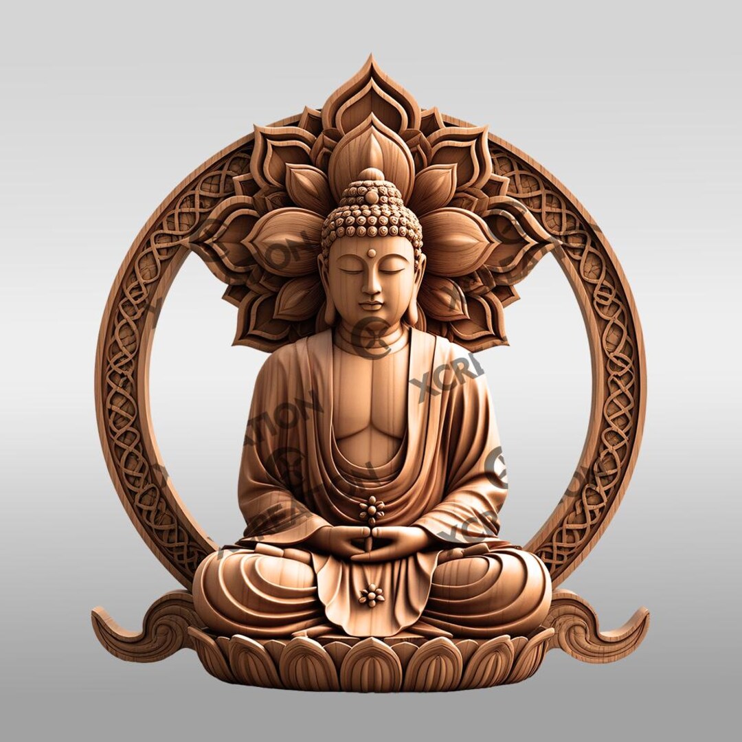 Buddha 3D Illusion Laser Engraving File Radiant Peace Spiritual Wall ...