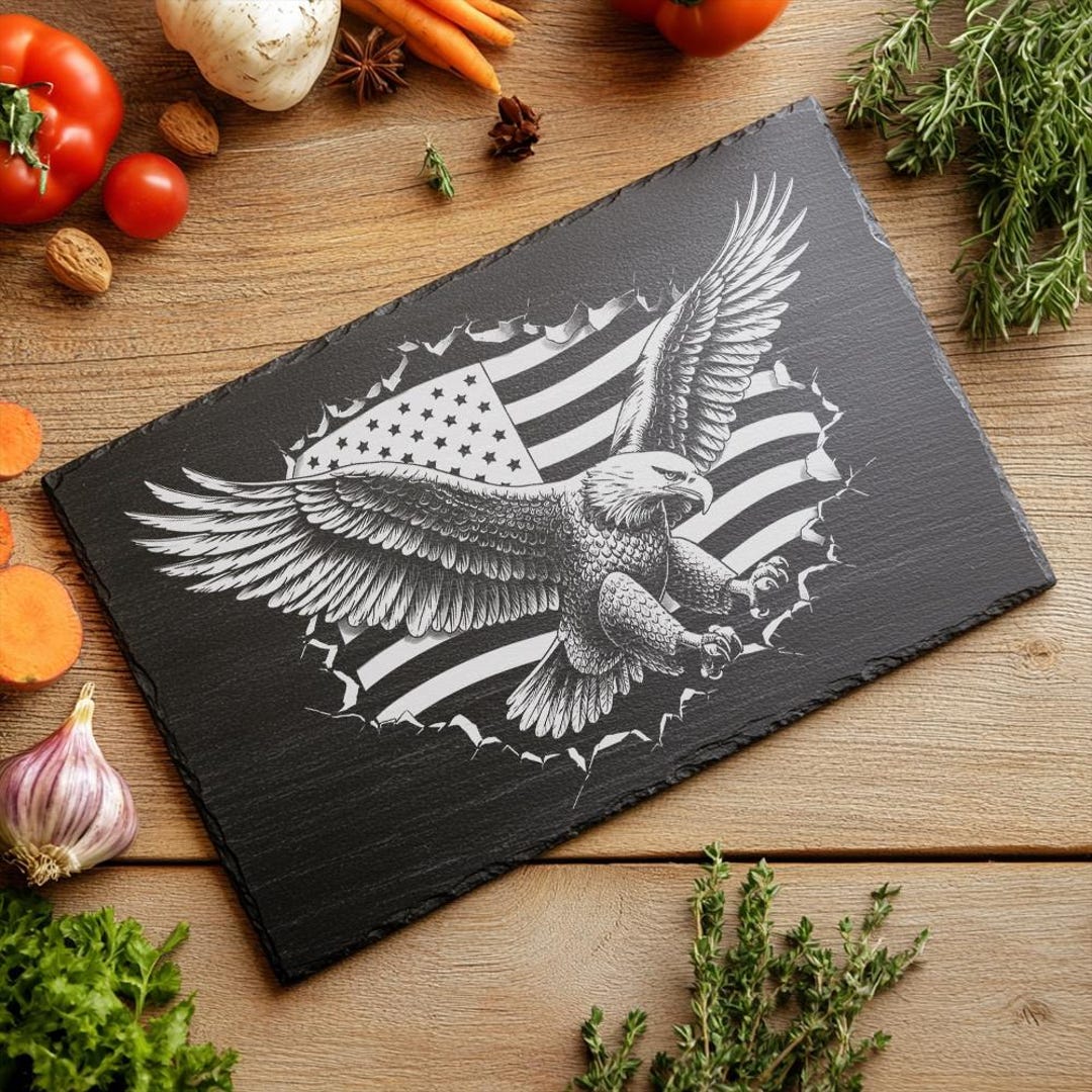 American Eagle Laser Engraving File 3D Illusion for Slate Cheese Board ...