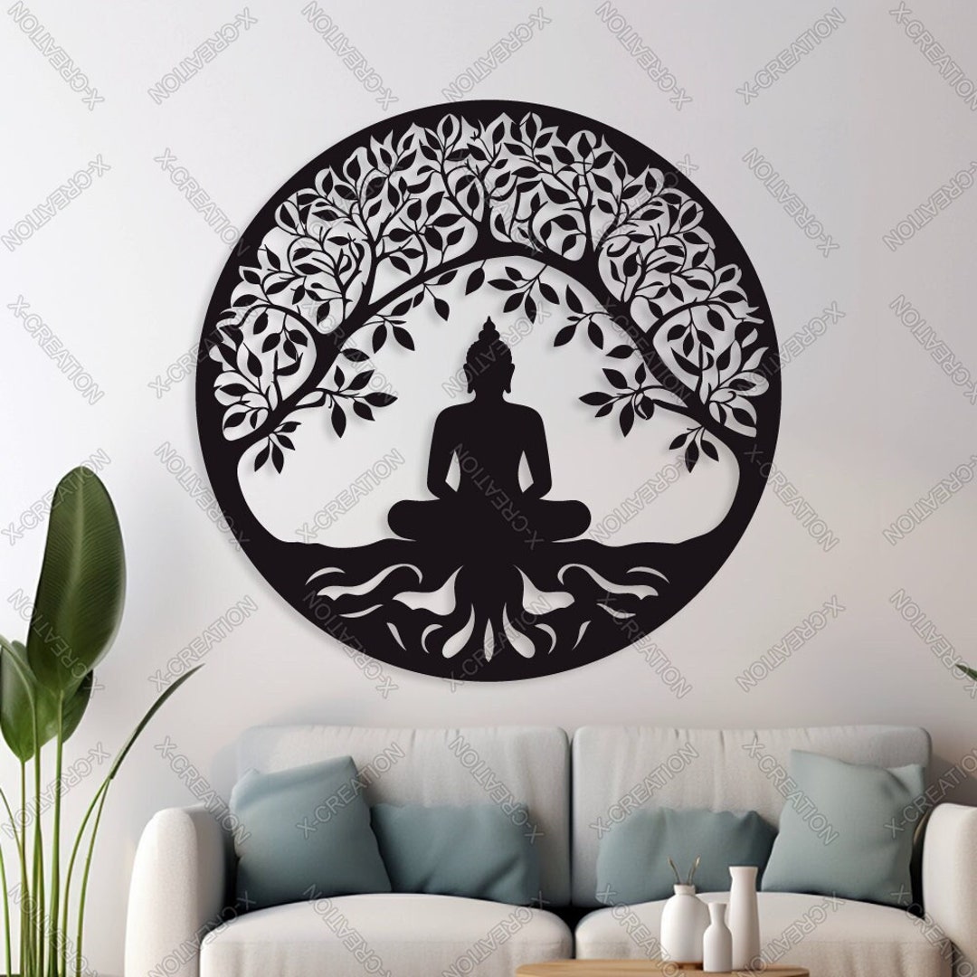 Buddha Meditation Wall Art, Laser Cut File, Wall Hanging Decor, Digital ...
