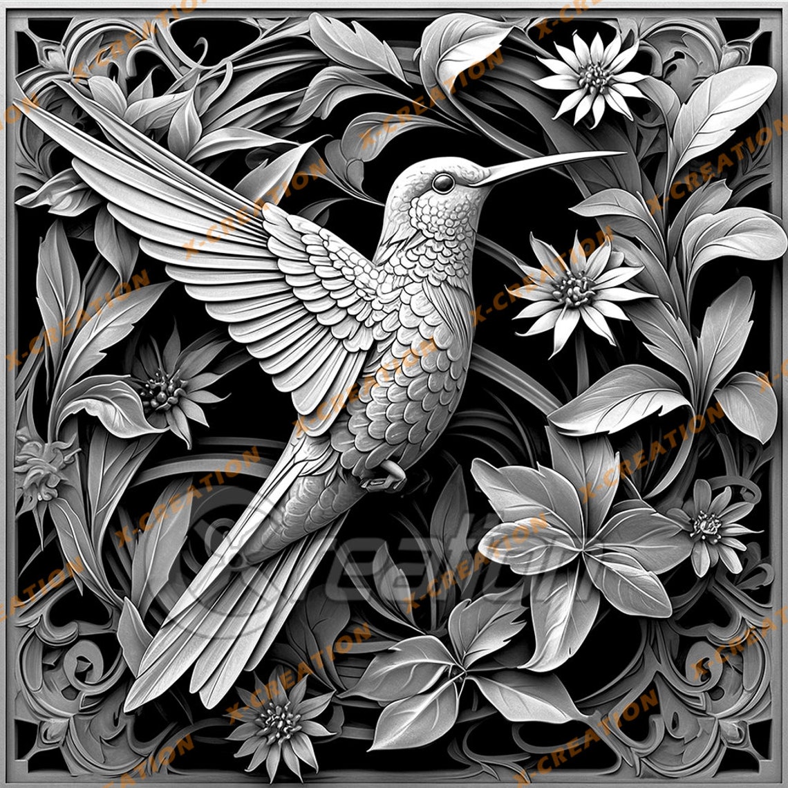 3D Illusion Hummingbird Laser File High Resolution PNG for Glowforge ...