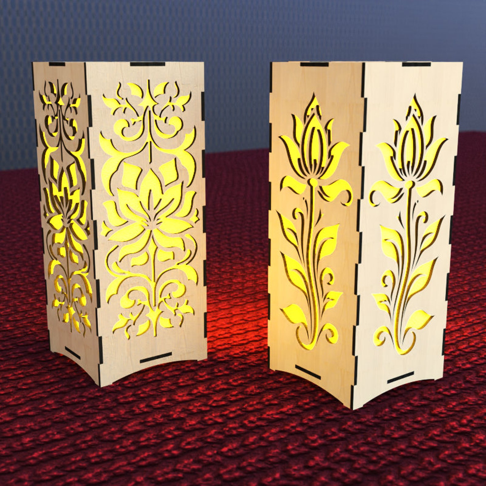 3 Table Lamp Laser Cut File Lotus Flower Tea Light Lantern - Etsy