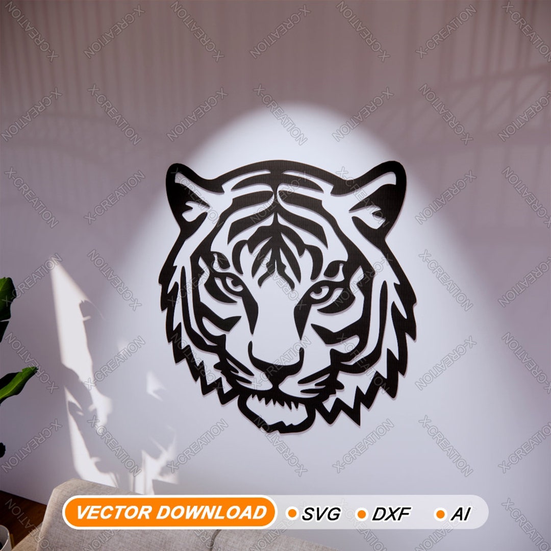 Tiger Head Wall Art Laser Cut File, Wall Hanging Decor Digital Files ...