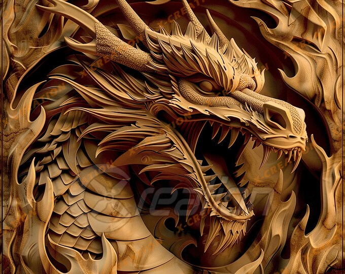 Dragon - PNG Laser Engraved File | Artful Wall Art | 3D Illusion Design ...