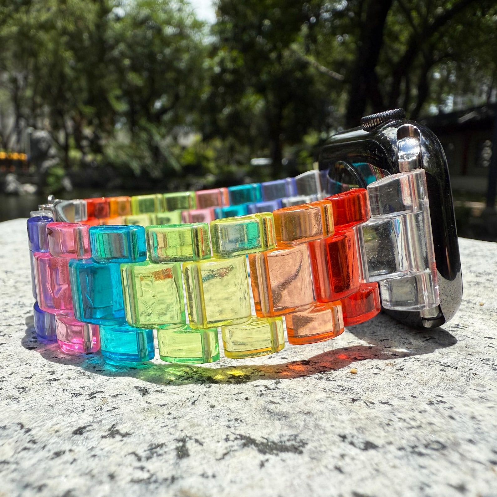 Rainbow Acrylic Radiant Spectrum Apple Watch Band Bracelet Series 10/9 ...