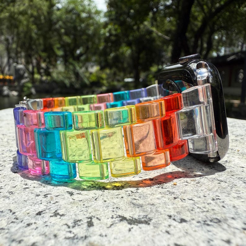 Rainbow Acrylic Radiant Spectrum Apple Watch Band Bracelet Series 10/9 ...