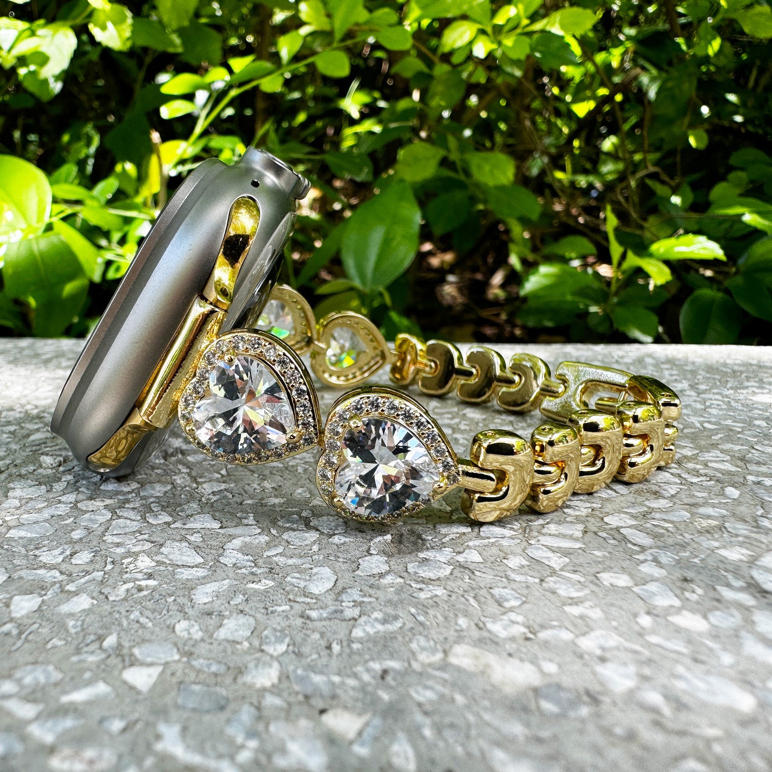 Silver Double Bling Diamonds Rhinestone Apple Watch Band Series Alloy ...