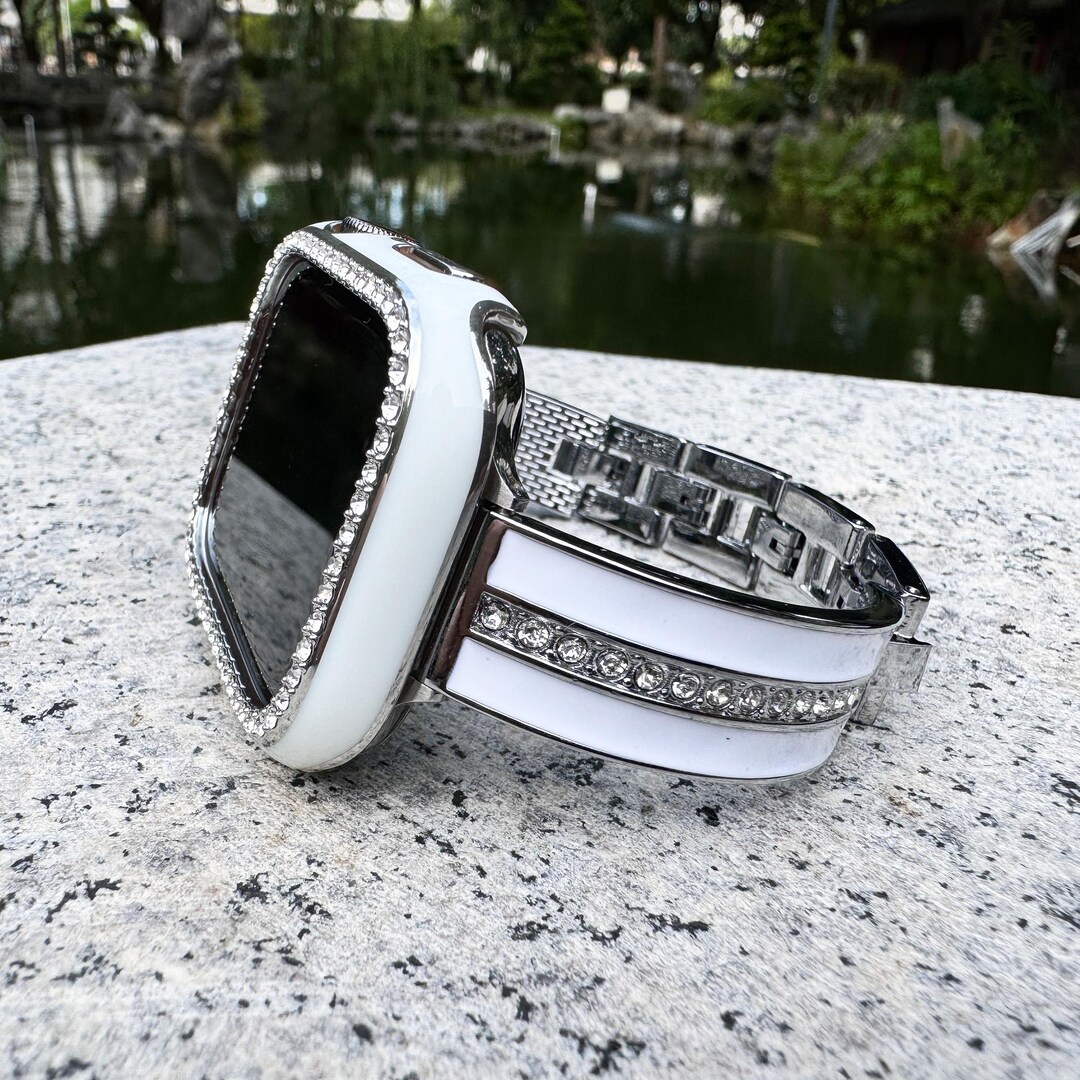 Silver White Glamorlink Crystal Apple Watch Band Bling Diamonds ...