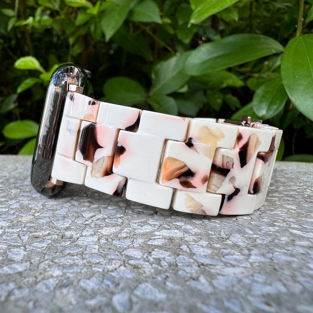 Ivory Tortoise Resin Elegant Apple Watch Band Bracelet Strap Series 11 ...
