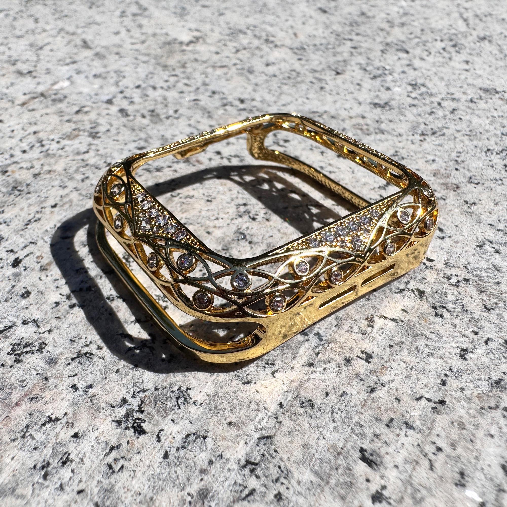 Gold Bling Elegant Filigree Diamonds Apple Watch Case Bumper Cover ...