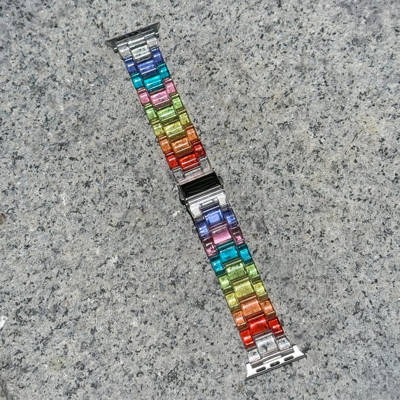 Rainbow Acrylic Radiant Spectrum Apple Watch Band Bracelet Series 10/9 ...