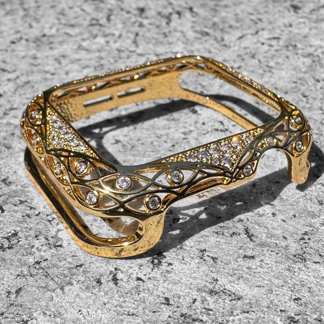 Gold Bling Elegant Filigree Diamonds Apple Watch Case Bumper Cover ...