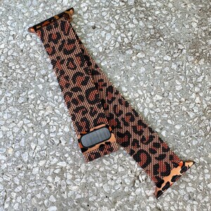 Premium Leopard Pattern Apple Watch Band Milanese Loop 38 40 41 42 44 ...