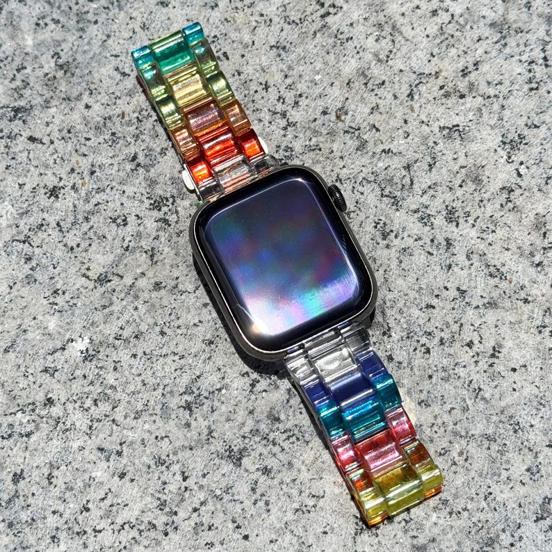 Rainbow Acrylic Radiant Spectrum Apple Watch Band Bracelet Series 10/9 ...