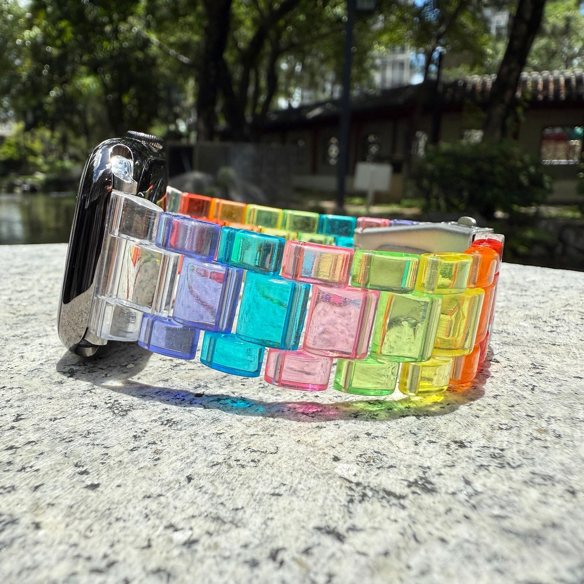 Rainbow Acrylic Radiant Spectrum Apple Watch Band Bracelet Series 10/9 ...