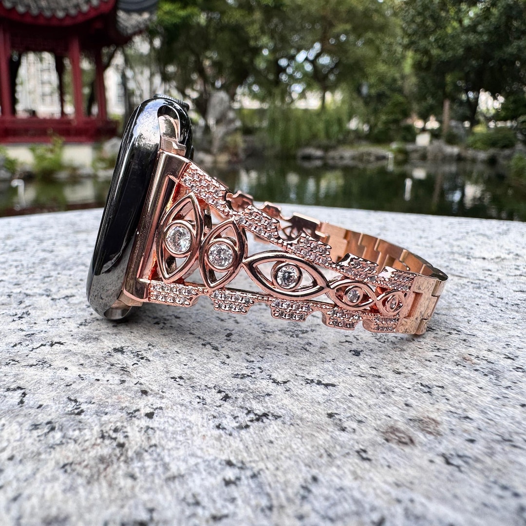 Elegant Rose Gold Apple Watch Band With Rhinestones Luxury Style for ...