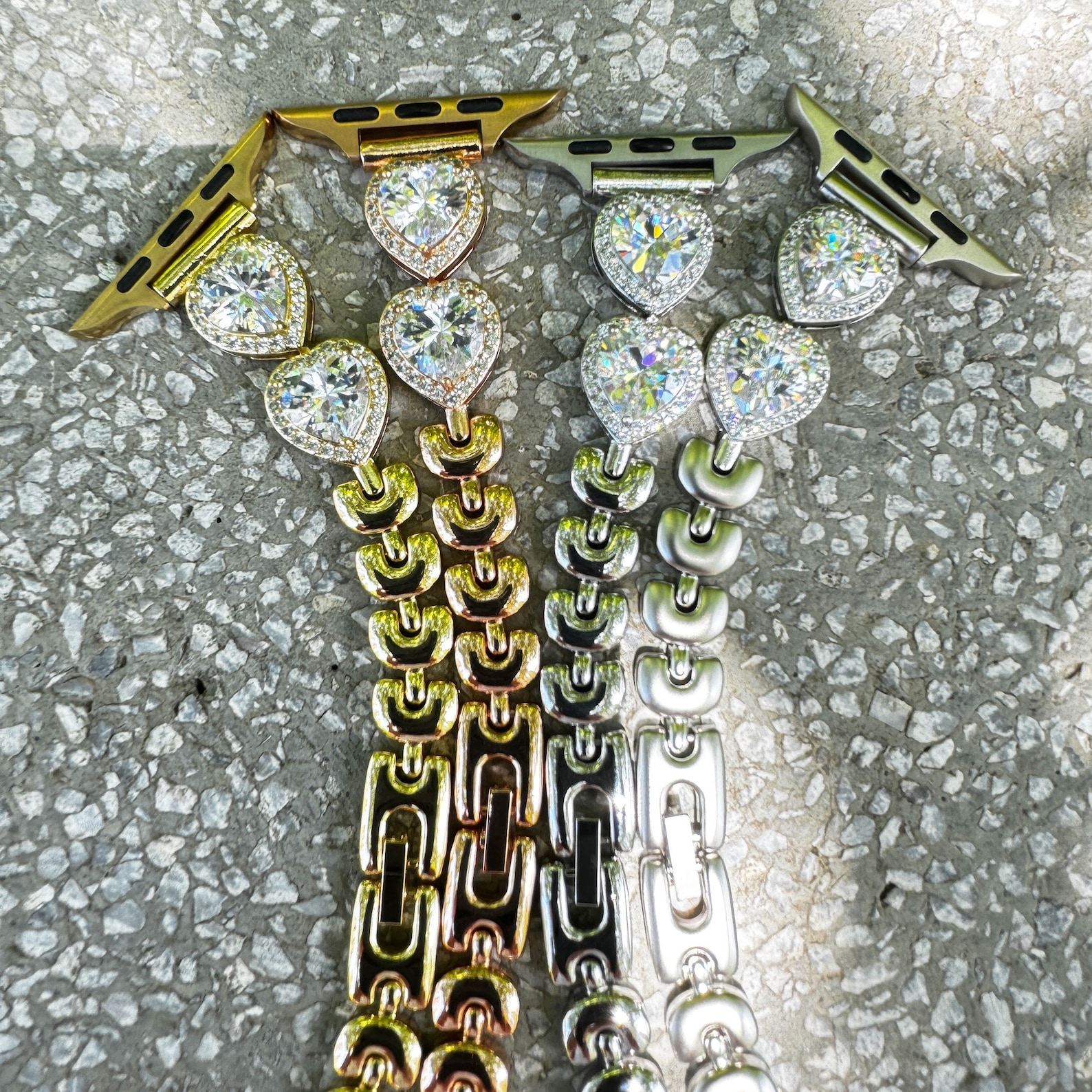 Silver Double Bling Diamonds Rhinestone Apple Watch Band Series Alloy ...