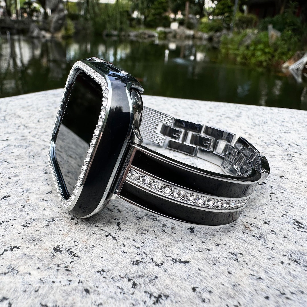 Silver Black Glamorlink Crystal Apple Watch Band Bling Diamonds ...