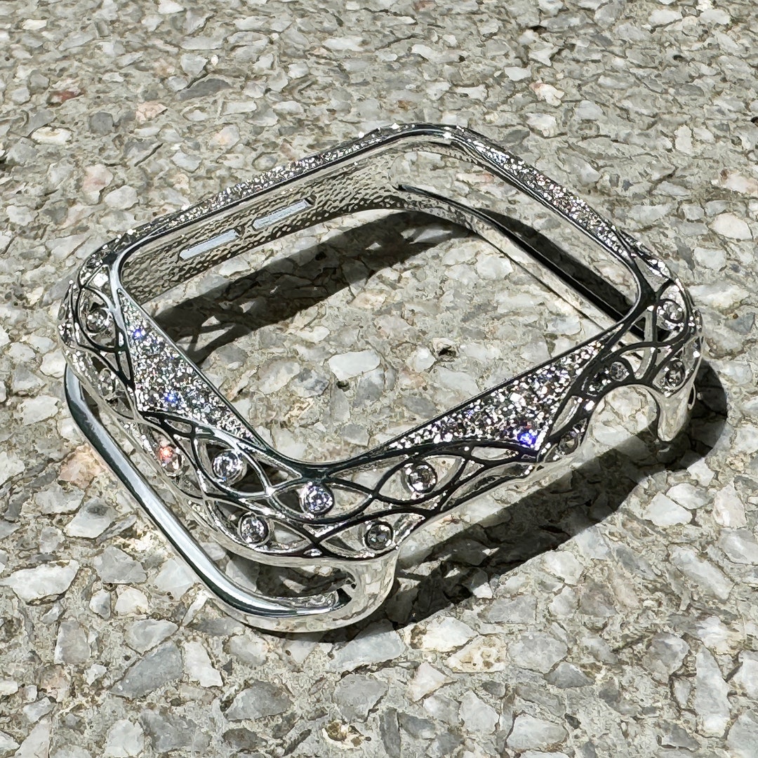 Silver Bling Elegant Filigree Diamonds Apple Watch Case Bumper Cover ...