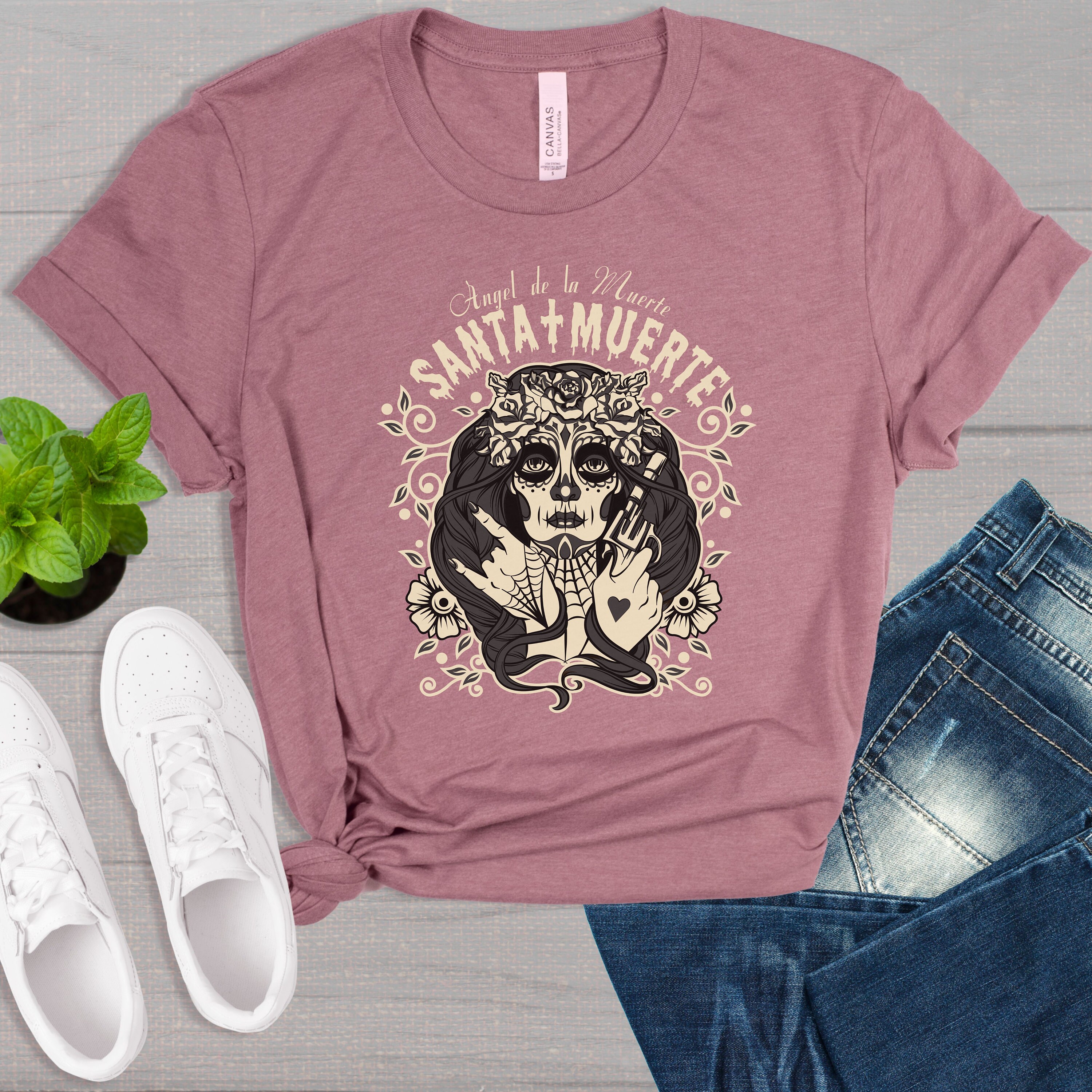 Santa Muerte Unisex Shirt, Saint Death Gothic Graphic T-shirt, Holly ...