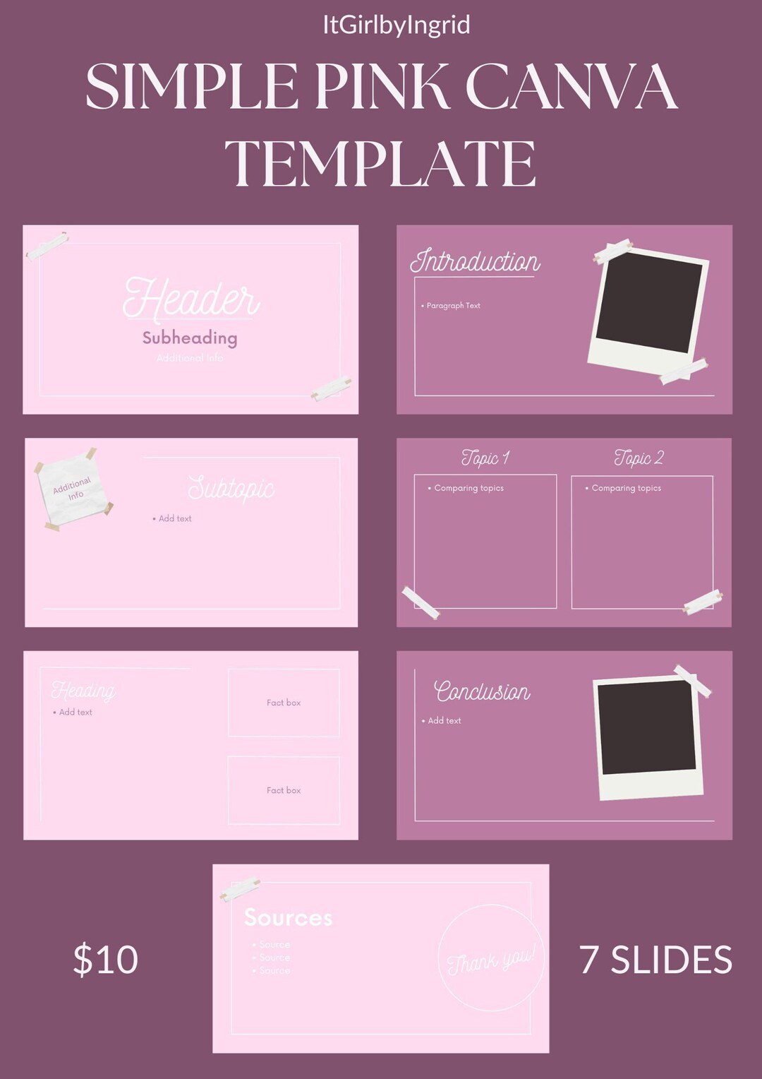Simple Pink Canva Template - Etsy