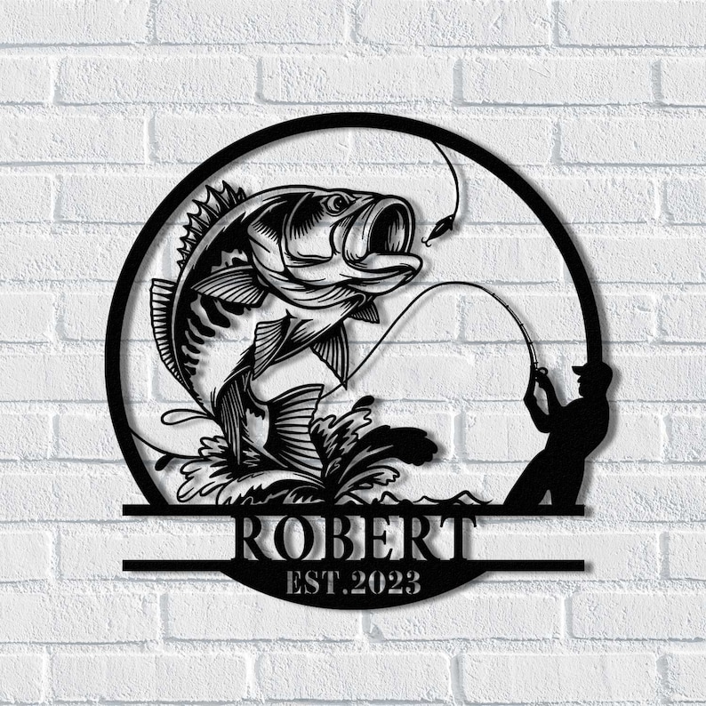 Fishing Metal Sign Custom Fish Name Sign Bass Fishing Sign - Etsy