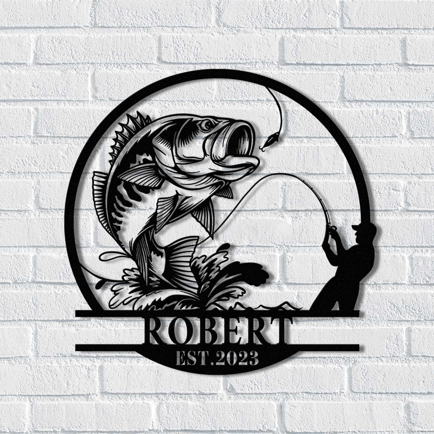 Fishing Metal Sign Custom Fish Name Sign Bass Fishing Sign - Etsy