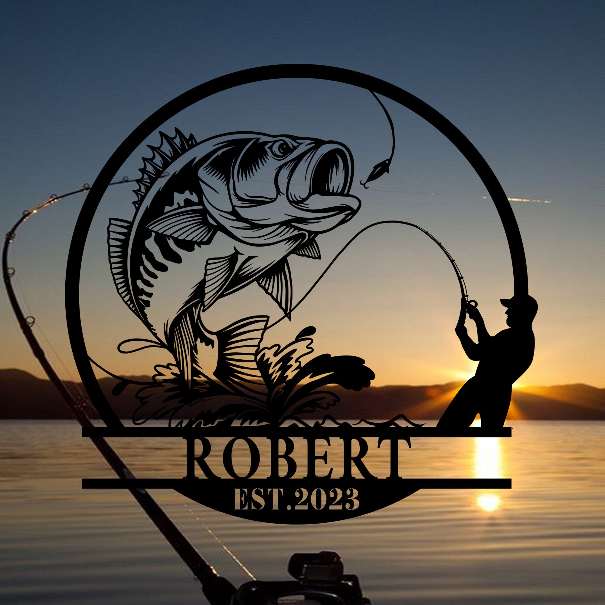 Fishing Metal Sign Custom Fish Name Sign Bass Fishing Sign - Etsy