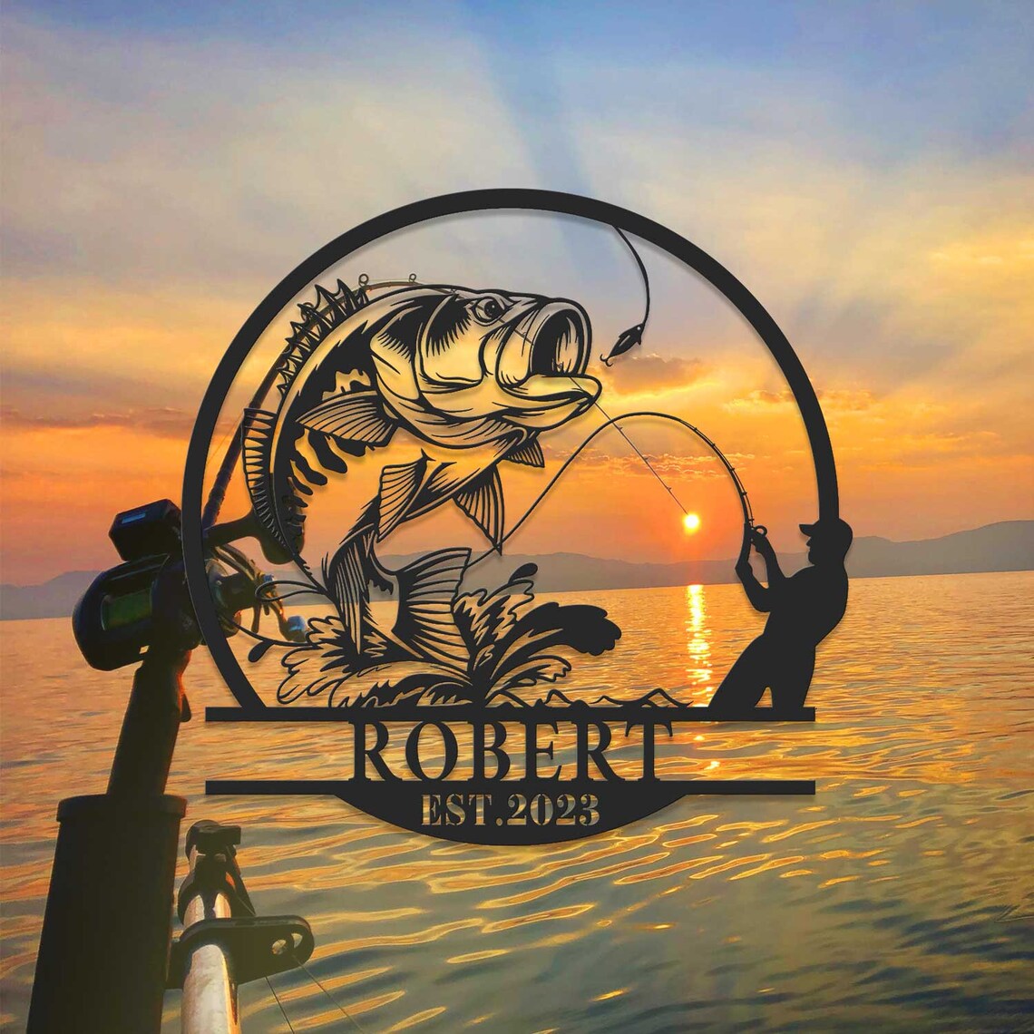 Fishing Metal Sign Custom Fish Name Sign Bass Fishing Sign - Etsy