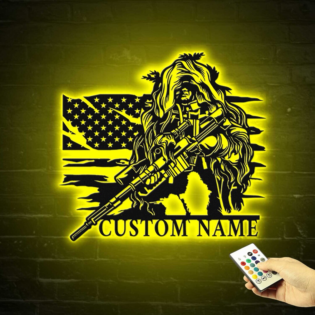 Personalized US Sniper Metal Wall Art Decor With Led Lights - Etsy