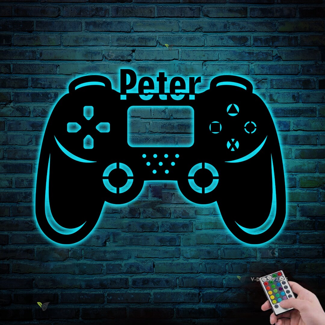 Game Controller Metal Wall Art With Led Light Game Room - Etsy