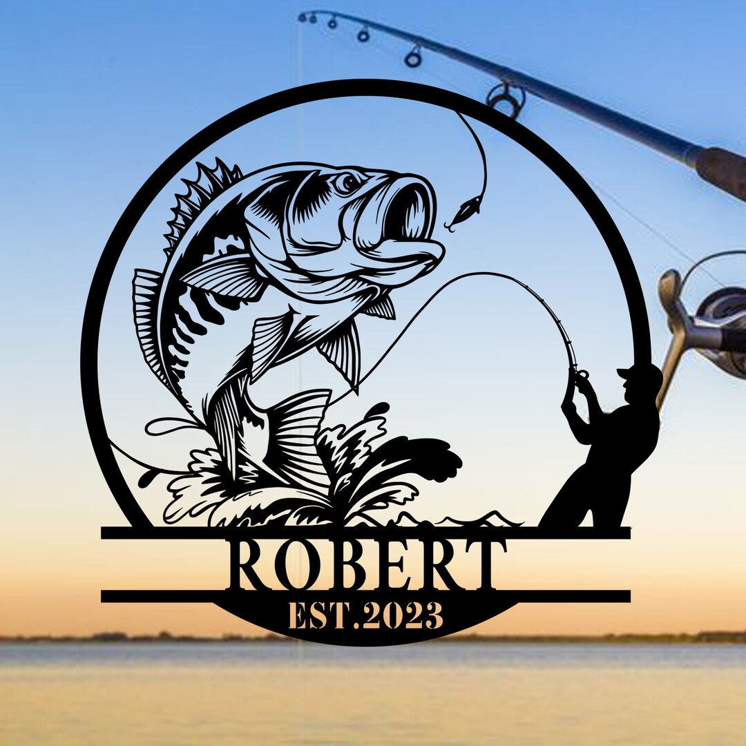 Fishing Metal Sign Custom Fish Name Sign Bass Fishing Sign - Etsy