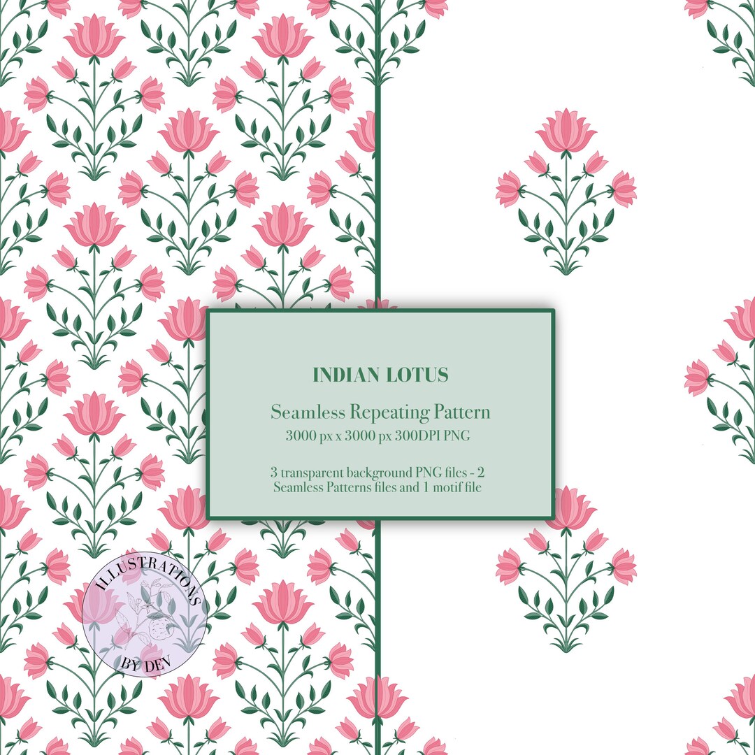 Digital Printable Traditional Lotus Pattern Indian Art - Etsy