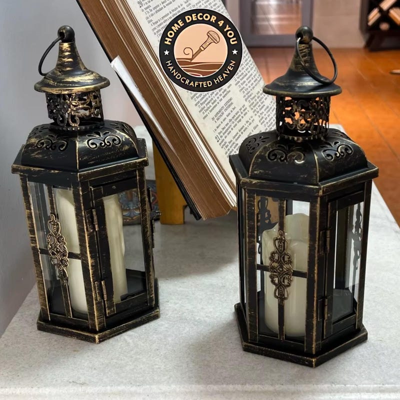 Wooden and Iron Lantern - Etsy