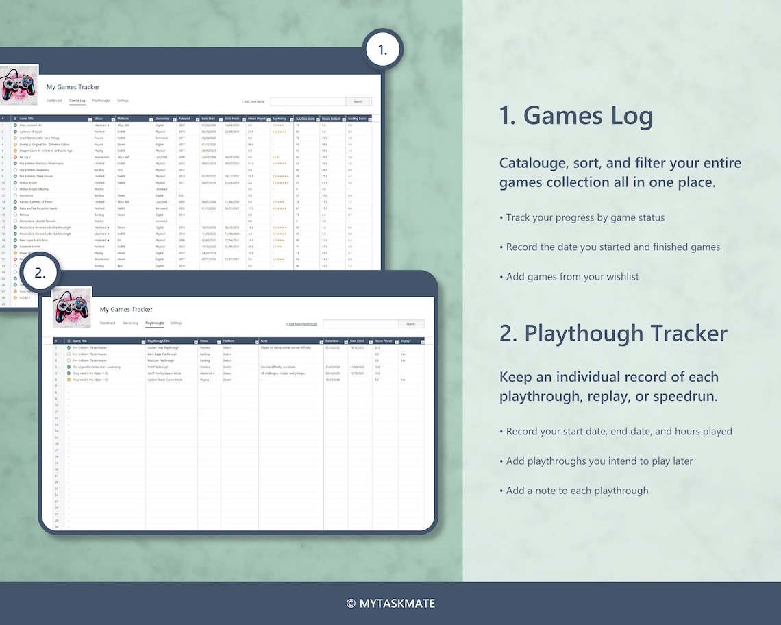 Excel Game Tracker: Backlog Tracker, Gaming Journal (digital Download ...