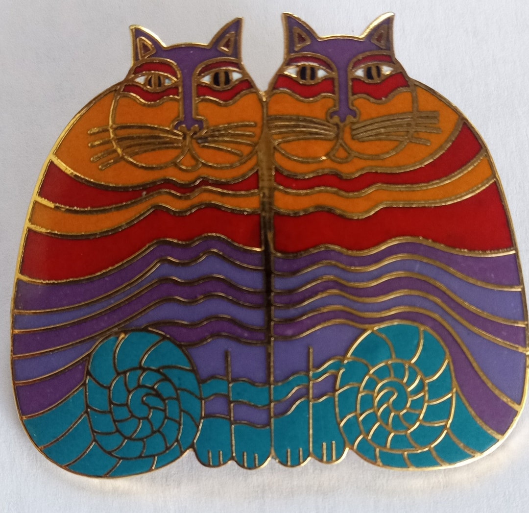 Lauren Burch Rainbow Cats Vintage Cloissane Enamel Gold Plated Pin ...
