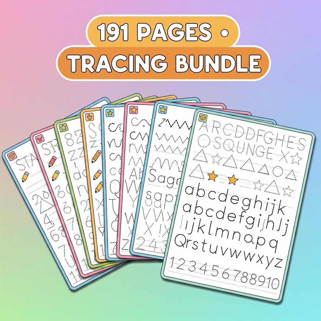150+ Page Tracing Workbook Mega Bundle | Alphabet, Numbers, Shapes ...