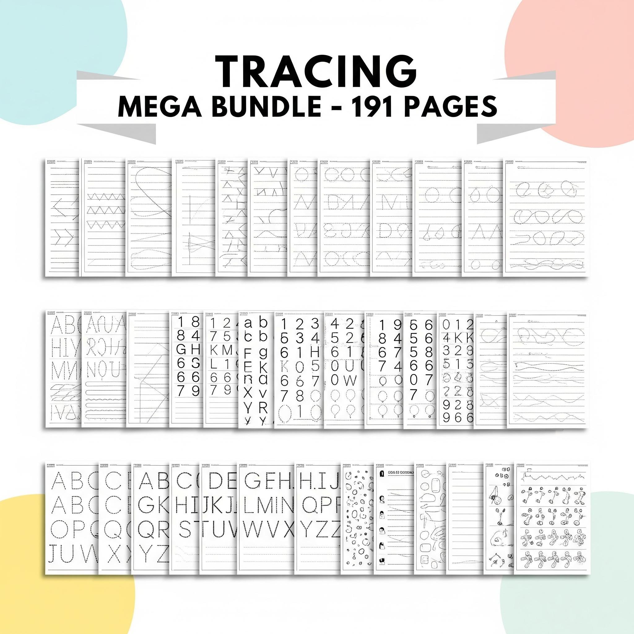 150+ Page Tracing Workbook Mega Bundle | Alphabet, Numbers, Shapes ...