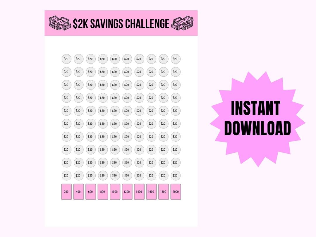 2k Savings Challenge | Weekly Saving Challenge | 2k Tracker | Financial ...