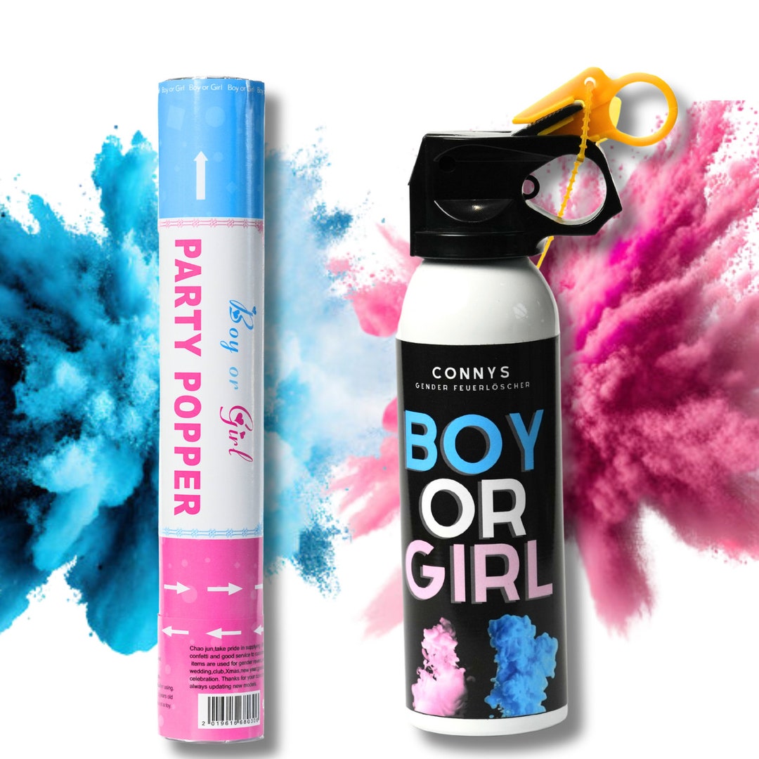 Gender Reveal Fire Extinguisher Free Confetti Cannon Powder Spray 100g ...