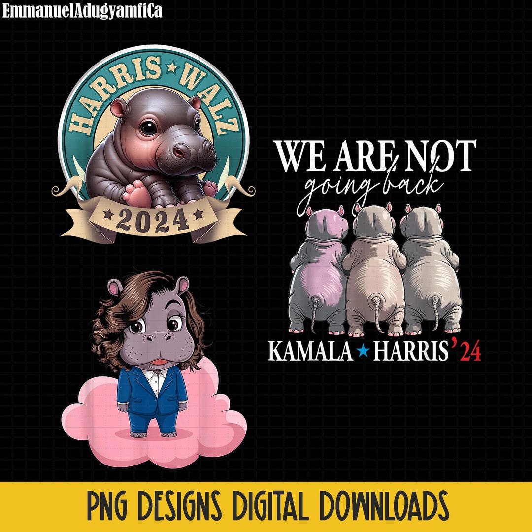 3moo Deng for Kamala Png Bundle, Baby Hippo Shirt Kamala Png, Kamala ...