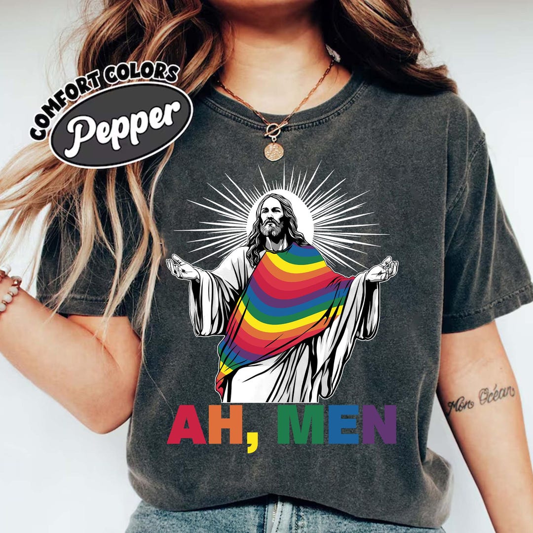 Ah Men Rainbow Shirt, Gay Jesus Tshirt, Christian Lgbt Pride, LGBT ...